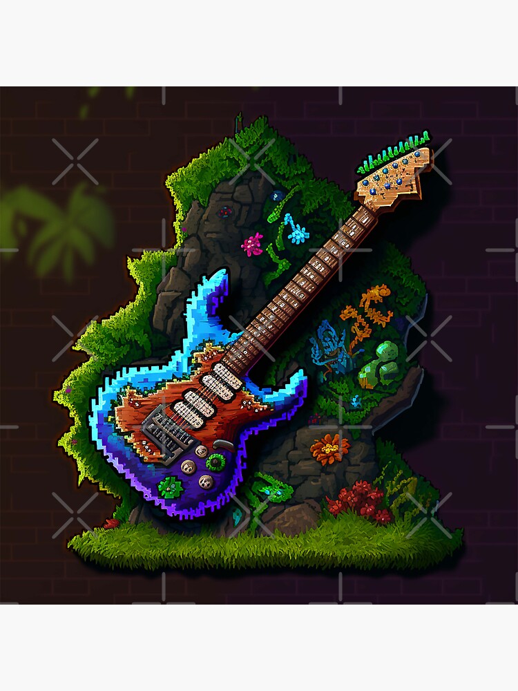 "Pixel Guitar" Sticker for Sale by AIsOpinion | Redbubble