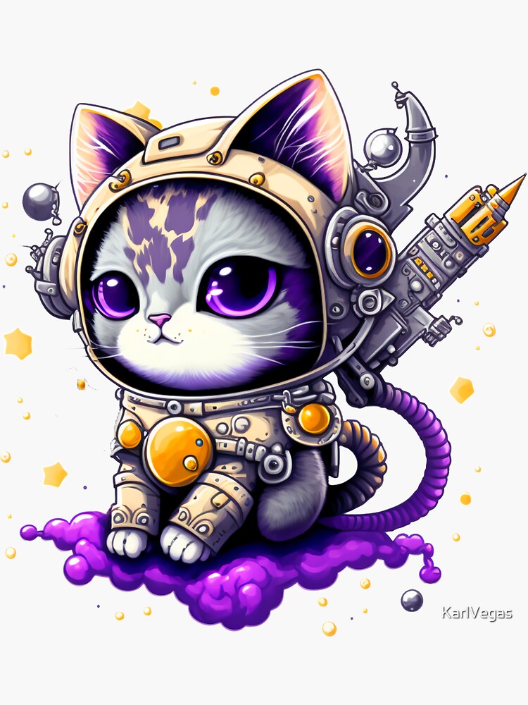 "Adorable Sci-Fi Cat: A Futuristic Feline Adventure" Sticker for Sale ...
