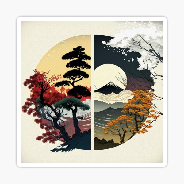 "The 4 Seasons Of Change On The Top Mountain Peaks" Sticker for Sale by ...