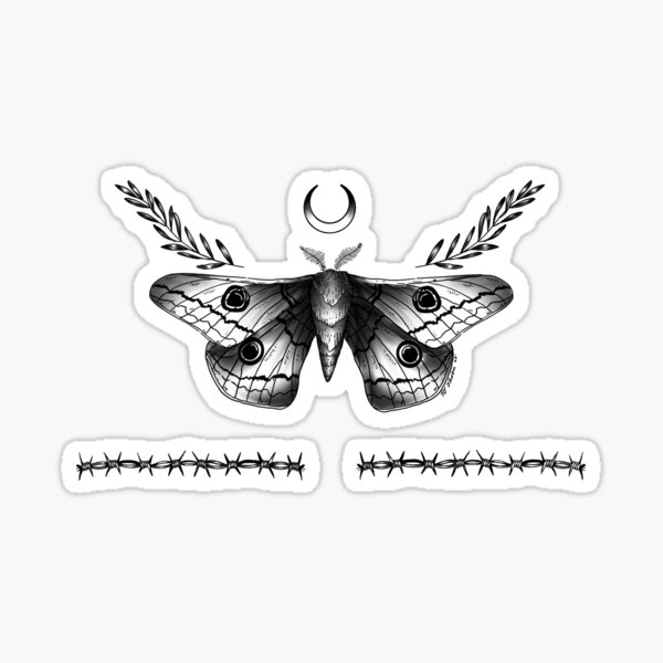 "Gothic Moth and Barbed Wire Design" Sticker for Sale by The-Smoke-Shed ...
