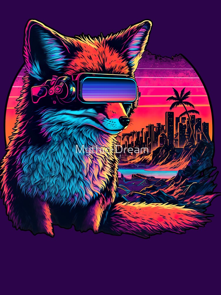 "Retro Futuristic Synthwave Fox" Essential T-Shirt for Sale by Mythic ...