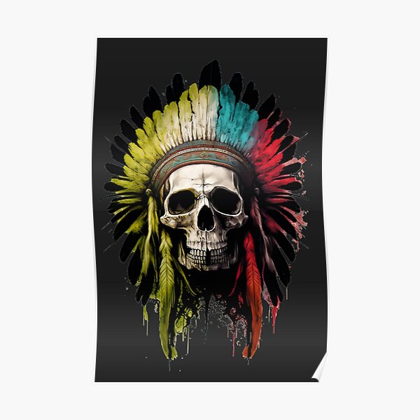 "Native American Apache Indian Skull Red Warrior Chief Apache Head ...