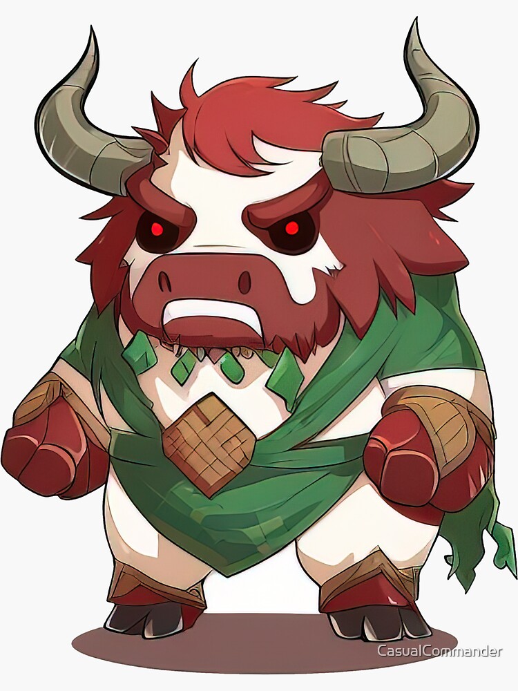 "Red and Green are My Colors of Magic — Cute Taurus Warrior" Sticker ...