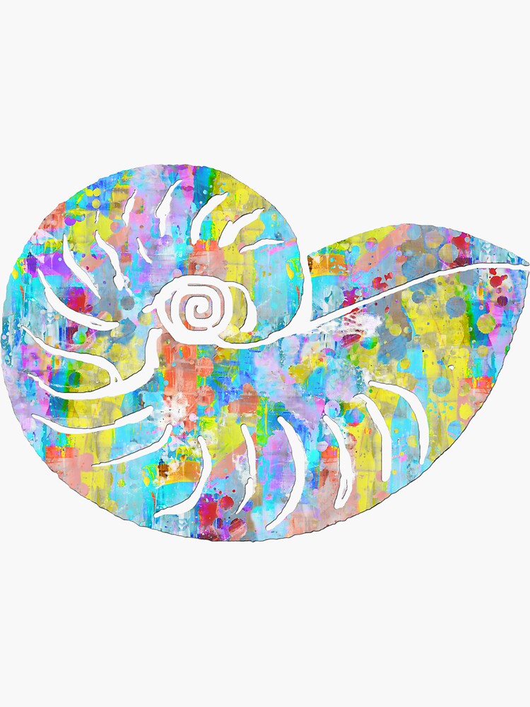 "Bright Colorful Beach Nautilus Shell Art" Sticker for Sale by ...
