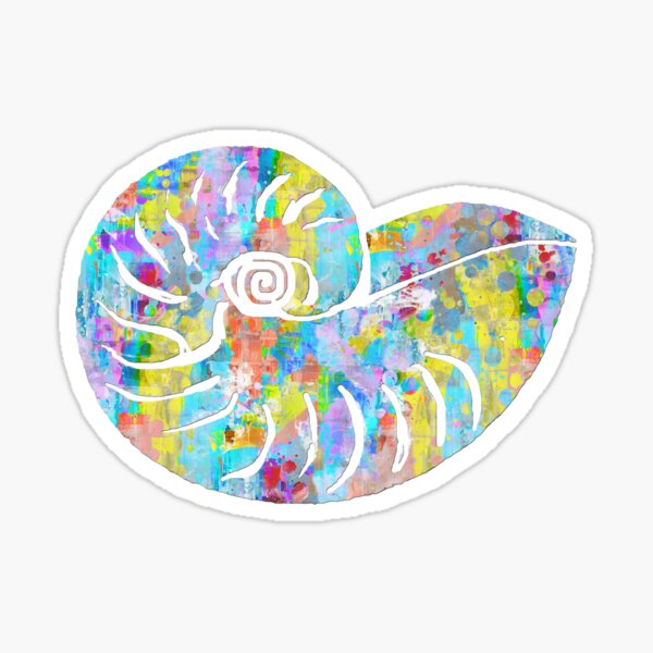 "Bright Colorful Beach Nautilus Shell Art" Sticker for Sale by ...