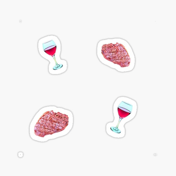 "Steak and Wine Night Pattern - Stickers Socks and More" Sticker for ...