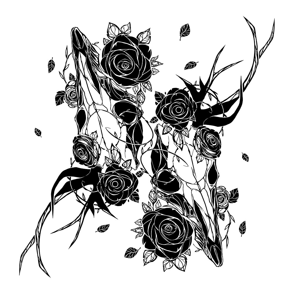 "Tattoo deer skull with roses" by Alaiaorax | Redbubble