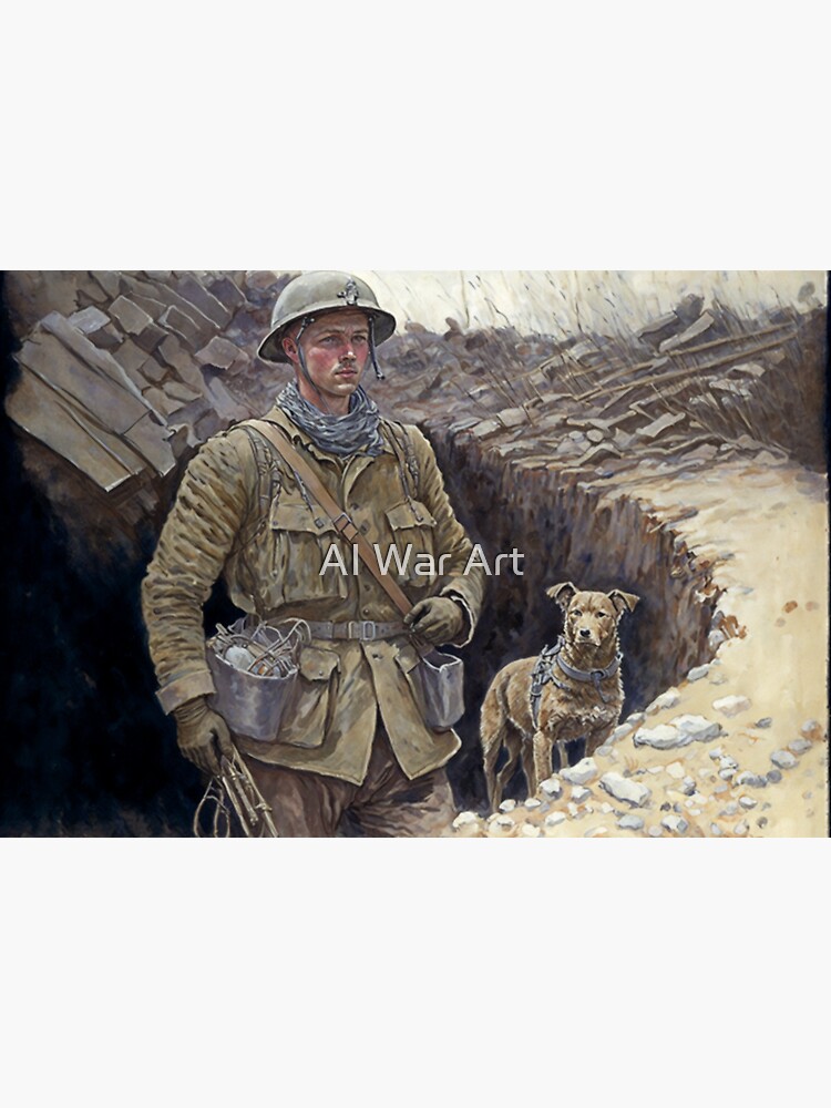 "Commonwealth Soldier And Dog - WW1" Sticker for Sale by AIWarArt ...