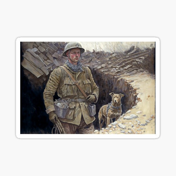 "Commonwealth Soldier And Dog - WW1" Sticker for Sale by AIWarArt ...