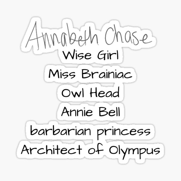 "Annabeth Chase nicknames" Sticker for Sale by RiordanverseG | Redbubble