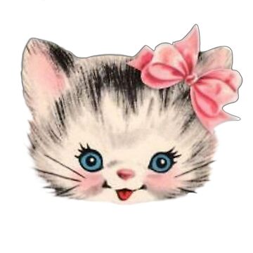"Vintage cat with pink ribbon bow " Sticker for Sale by Pixiedrop ...