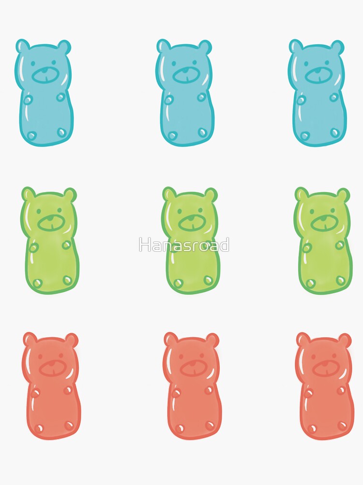 "Yummy Gummy Bears sticker pack" Sticker for Sale by Hanasroad | Redbubble