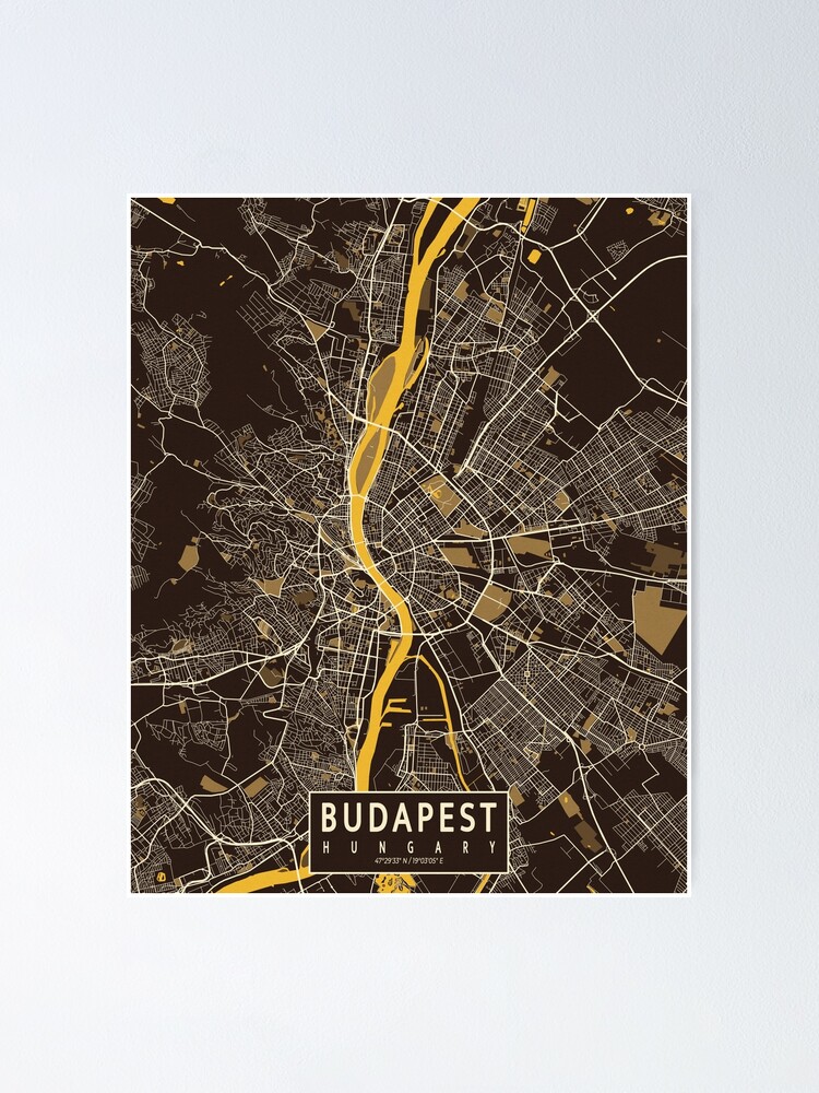 "Budapest City Map of Hungary - Pastel" Poster for Sale by deMAP ...