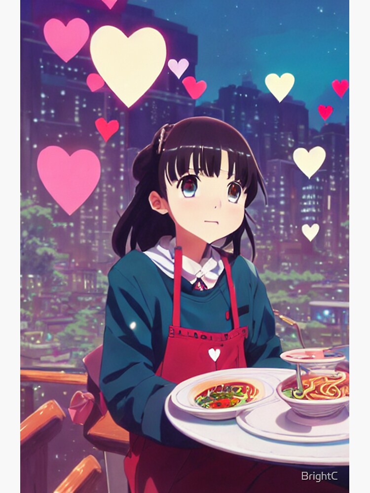 "Anime Girl Loves Ramen" Sticker for Sale by BrightC | Redbubble