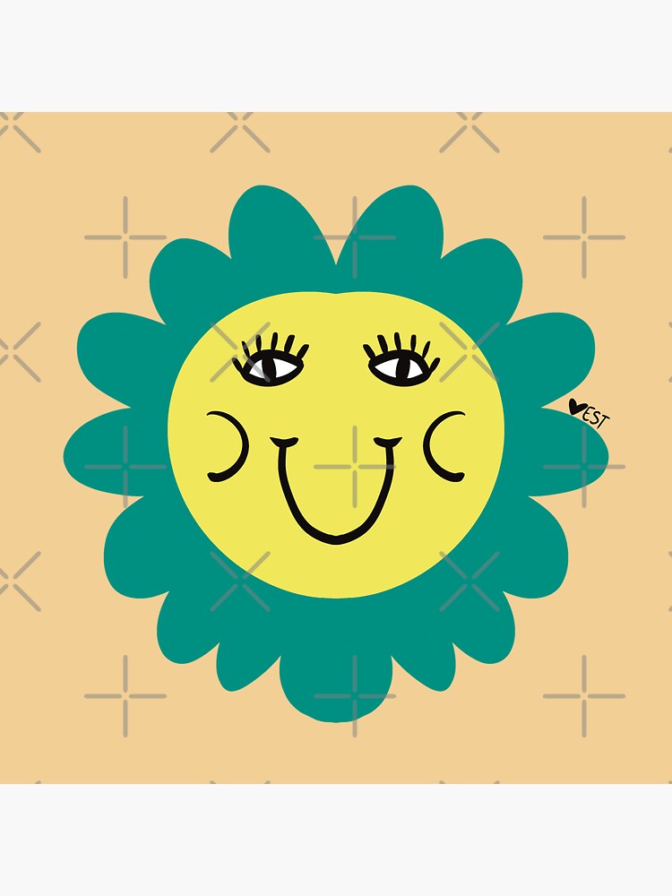 "Happy Flower" Sticker for Sale by GroovyVibesArt | Redbubble