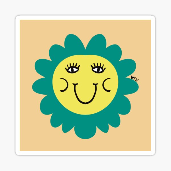 "Happy Flower" Sticker for Sale by GroovyVibesArt | Redbubble