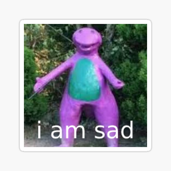 "i am sad cursed barney " Sticker for Sale by gkatman | Redbubble