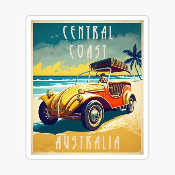 "Central Coast Australia Vintage Travel Art Poster" Sticker for Sale by ...