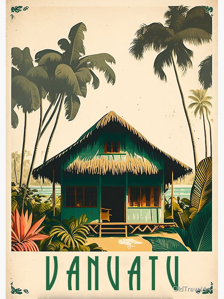 "Vanuatu Hut Vintage Travel Art Poster" Poster for Sale by OldTravelArt ...