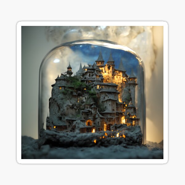 "Mini Medieval Town" Sticker for Sale by ArtRender | Redbubble
