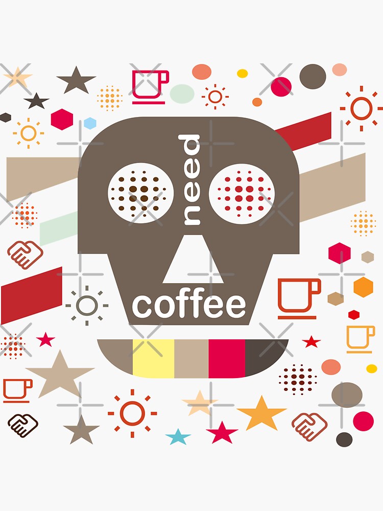 "Coffee. Skull art." Sticker for Sale by headbuum | Redbubble