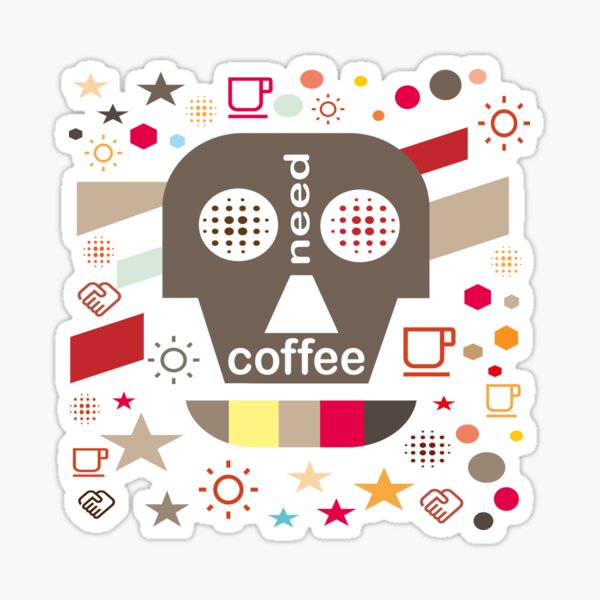 "Coffee. Skull art." Sticker for Sale by headbuum | Redbubble