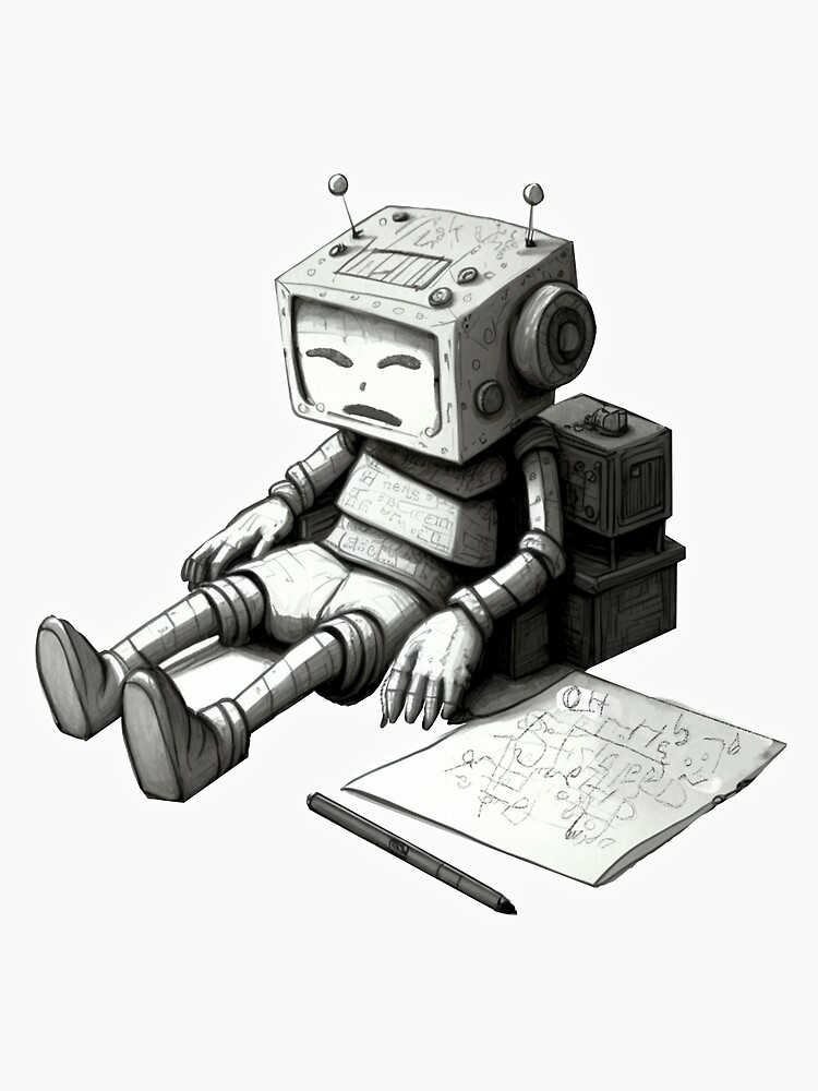 "Sleepy Doodle Bot" Sticker for Sale by cyborgcreations | Redbubble