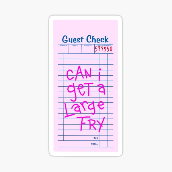 "Preppy guest check Can I Get A Large Fry? " Sticker for Sale by Suusck ...