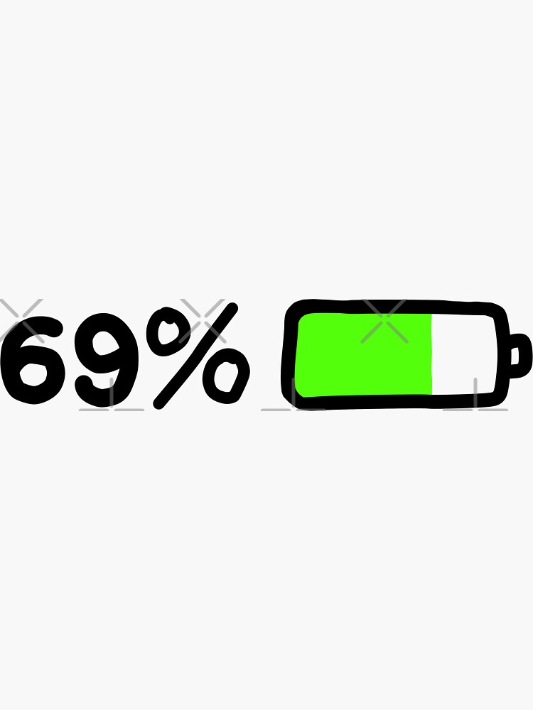 "69% battery percent " Sticker for Sale by kawaiishopuwu | Redbubble