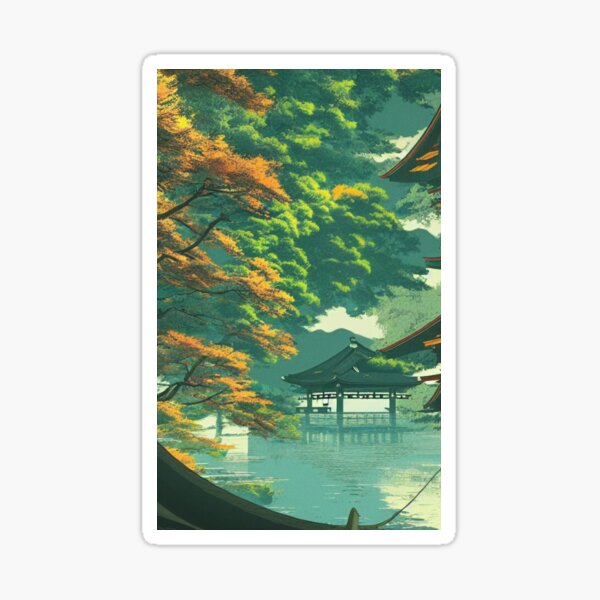 "Japanese Temple" Sticker for Sale by GrimSun | Redbubble