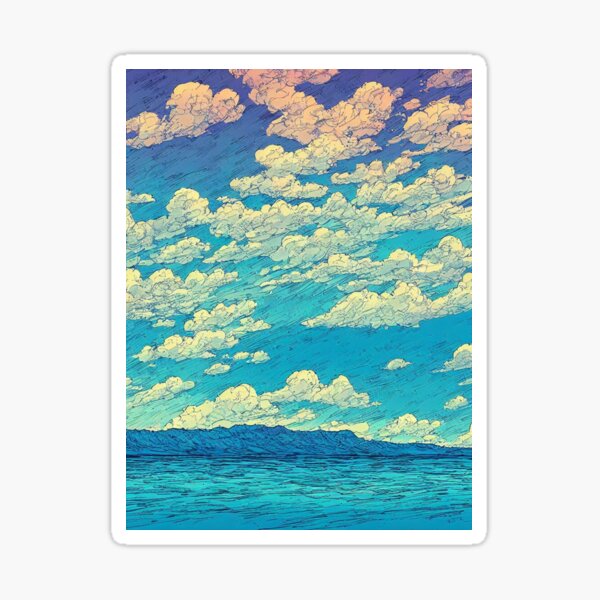 "Cloudy Ocean View" Sticker for Sale by GrimSun | Redbubble
