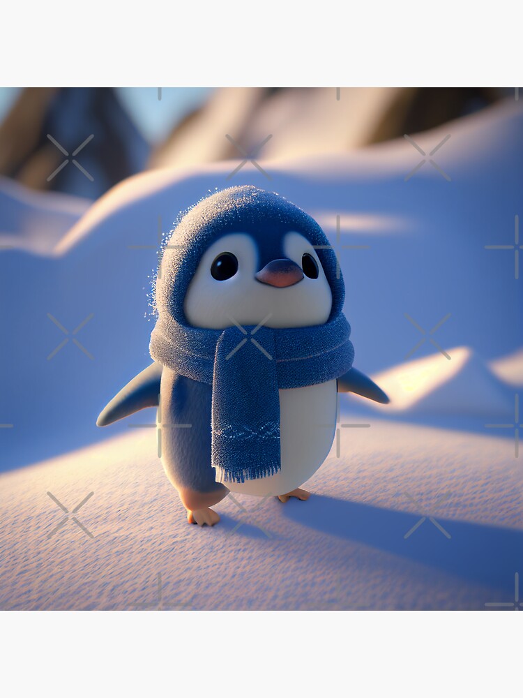 "Chibi penguin with scarf" Sticker for Sale by ai-art-design | Redbubble