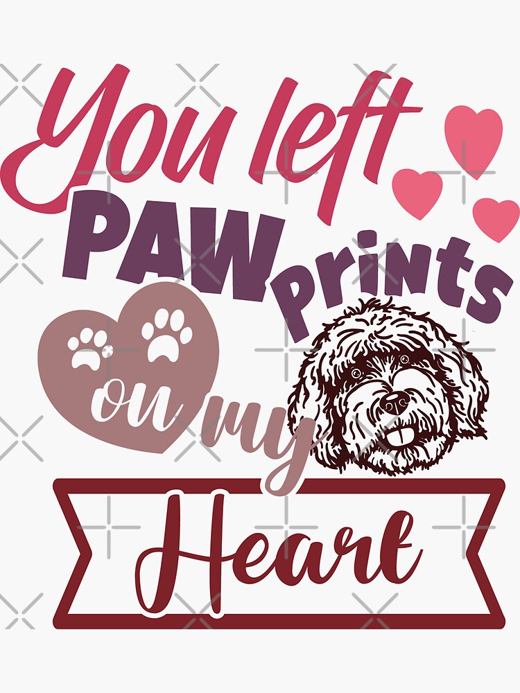 "You Left Paw Prints On My Heart Doodle Pink" Sticker for Sale by ...
