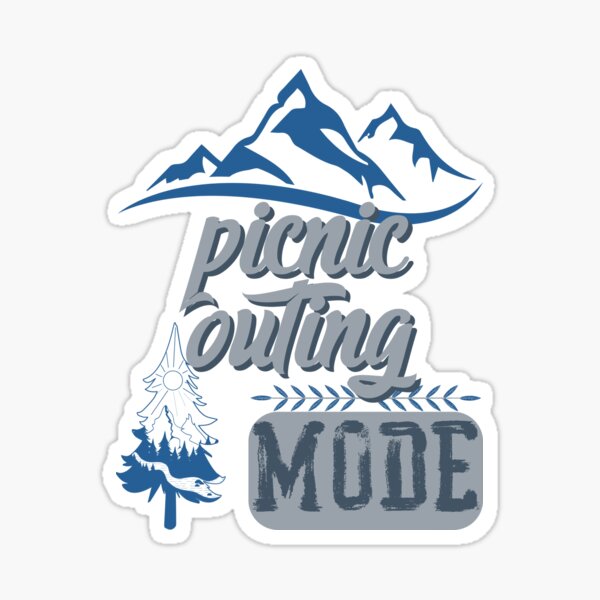 "picnic outing mode, forest river sun inside tree pine" Sticker for ...