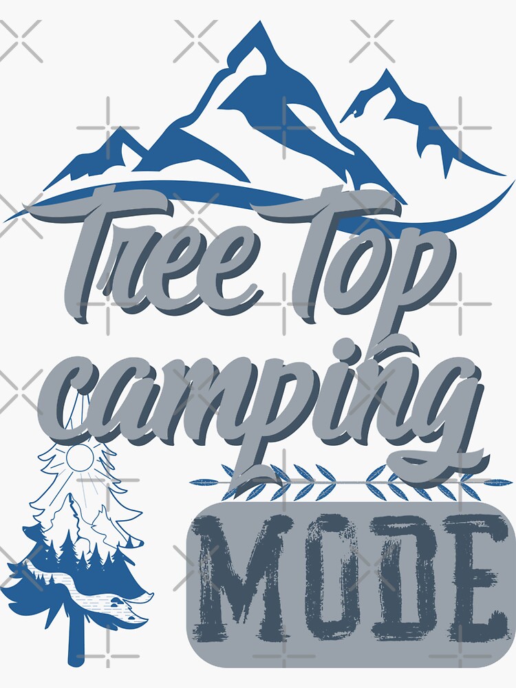 "tree top camping mode, forest river sun inside tree pine" Sticker for ...