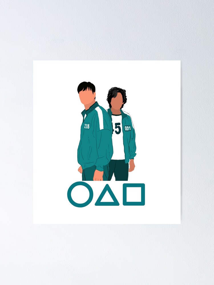 "The Squid Game player 456 & player 218 green squid game logo" Poster ...