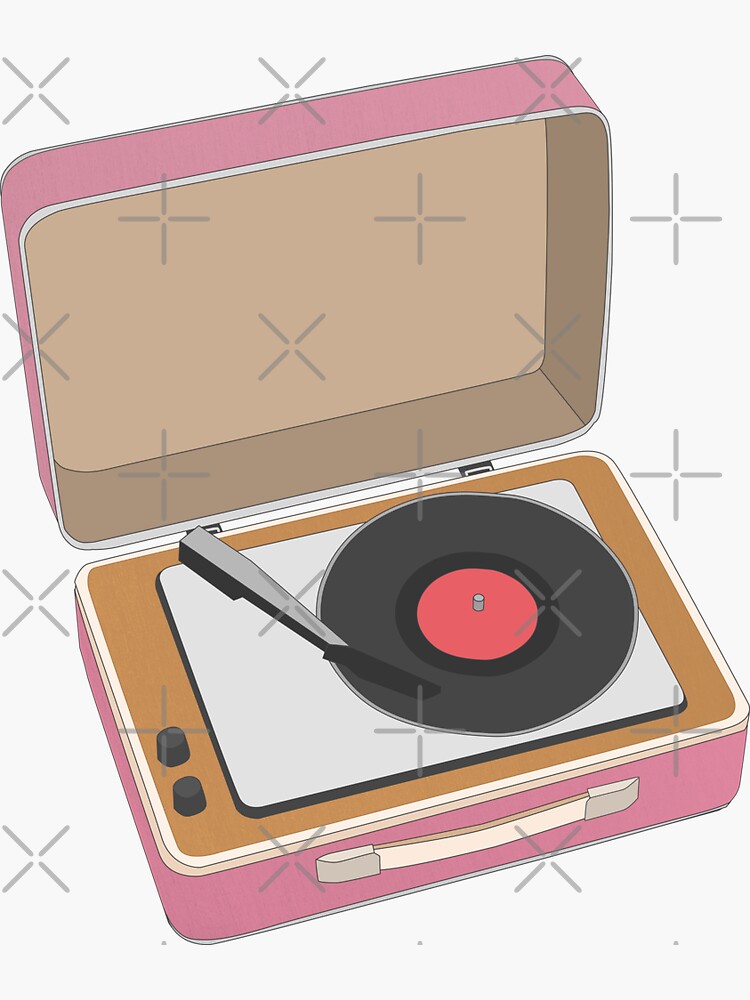 "Pink Retro Vinyl Record Player" Sticker for Sale by dailycake | Redbubble