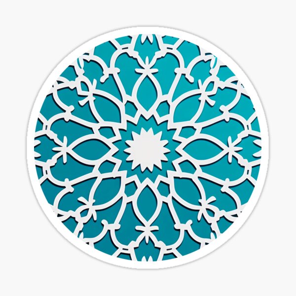 "monochromatic traditional Moroccan pattern rounded (zelij) " Sticker ...