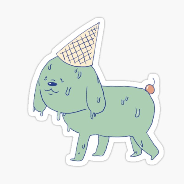 "Melting ice cream dog cartoon" Sticker for Sale by SaraEgg | Redbubble