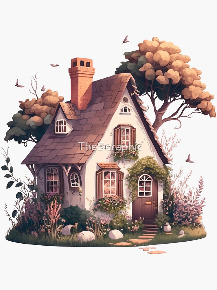"Tiny Cottage House " Sticker for Sale by TheSeraphic | Redbubble