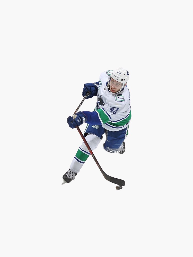 "quinn hughes bendy stick" Sticker for Sale by goaliecatdesign | Redbubble