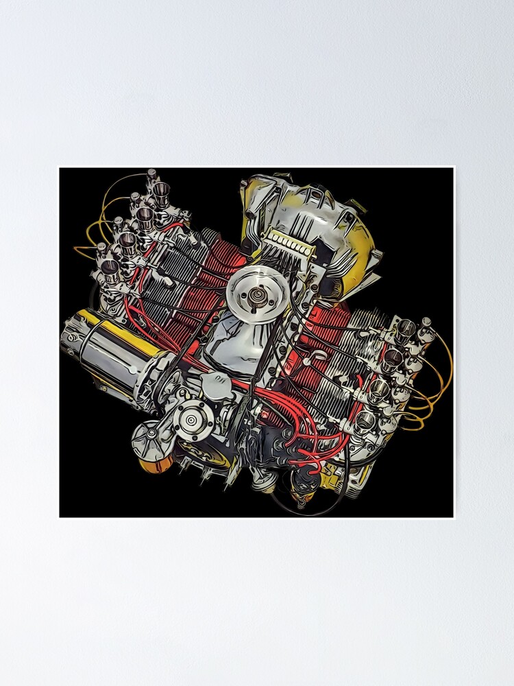 "Corvair Vintage Hot Rod High Performance Engine Motor Illustration ...