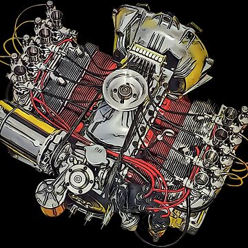 "Corvair Vintage Hot Rod High Performance Engine Motor Illustration ...