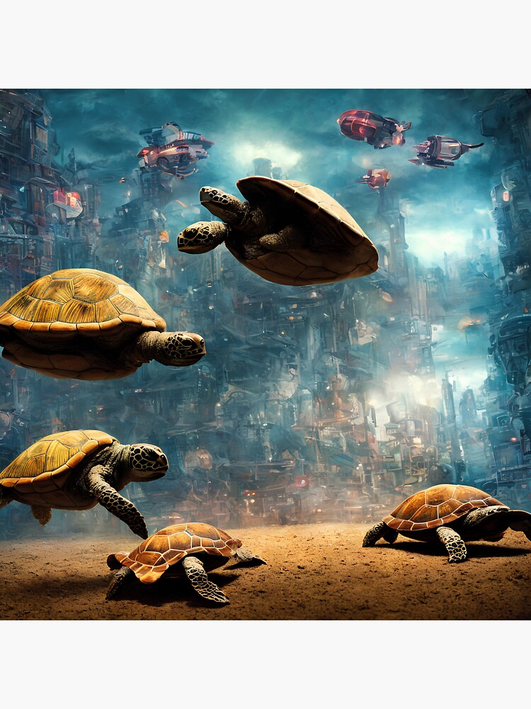 "The beautiful underwater world - turtles city." Sticker for Sale by ...