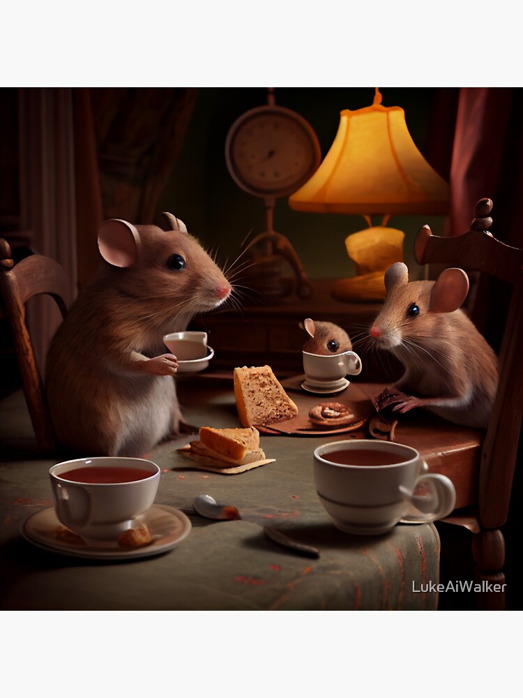 "Mouse Afternoon Tea" Sticker for Sale by LukeAiWalker | Redbubble