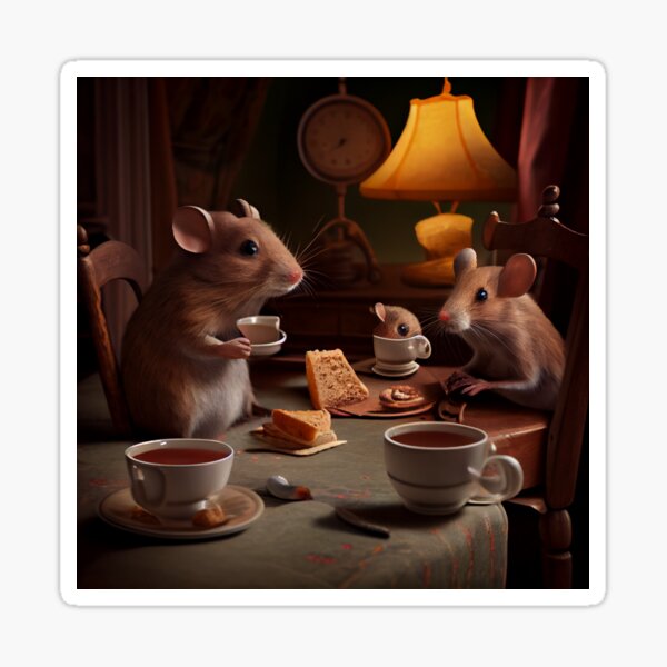 "Mouse Afternoon Tea" Sticker for Sale by LukeAiWalker | Redbubble