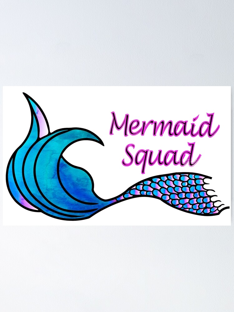 "Mermaid Squad Mermaid Tail in tie dye texture with pink letters ...