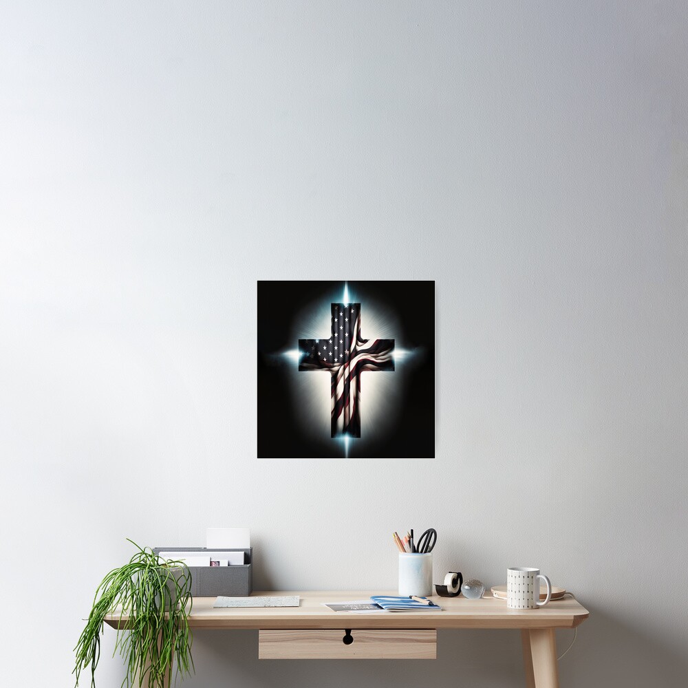 "American Flag Christian Cross" Poster for Sale by EHouseArt | Redbubble