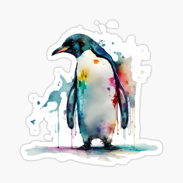 "The Majestic Penguin - Dripping Ink Art " Sticker for Sale by Kontrst ...
