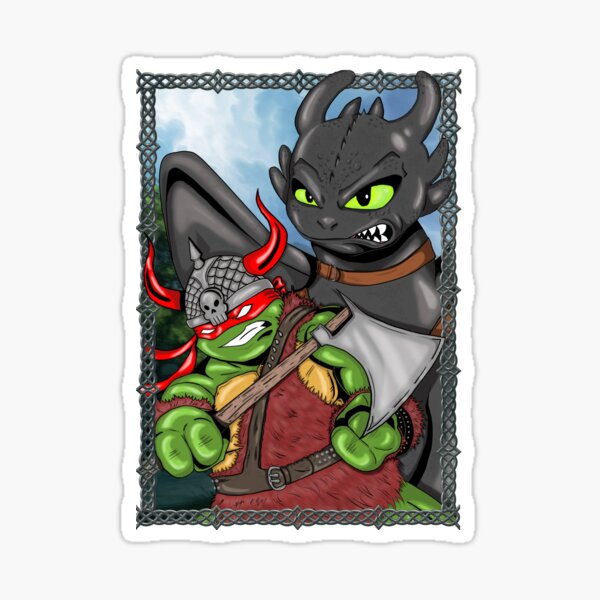 "Viking Turtle Traning his Dragon" Sticker by nicitadesigns | Redbubble